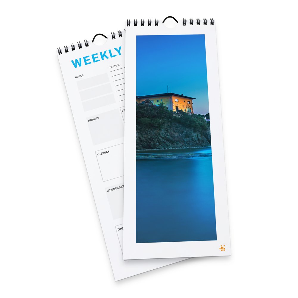 Weekkalender met wire-o binding, 15 x 42 cm, Staand formaat, 4/4 ...