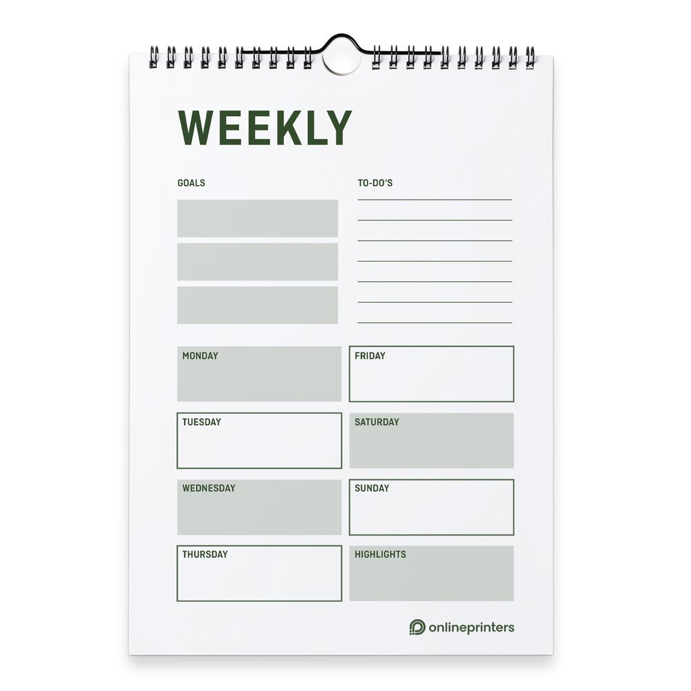 Weekkalender met wire-o binding, A4, Staand formaat, 4/4-kleurig, A4 ...